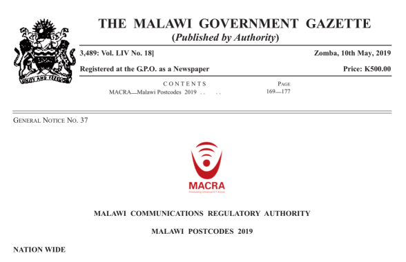 MALAWI’S POSTCODES ANNOUNCED - Malawi's Largest Online Directory ...